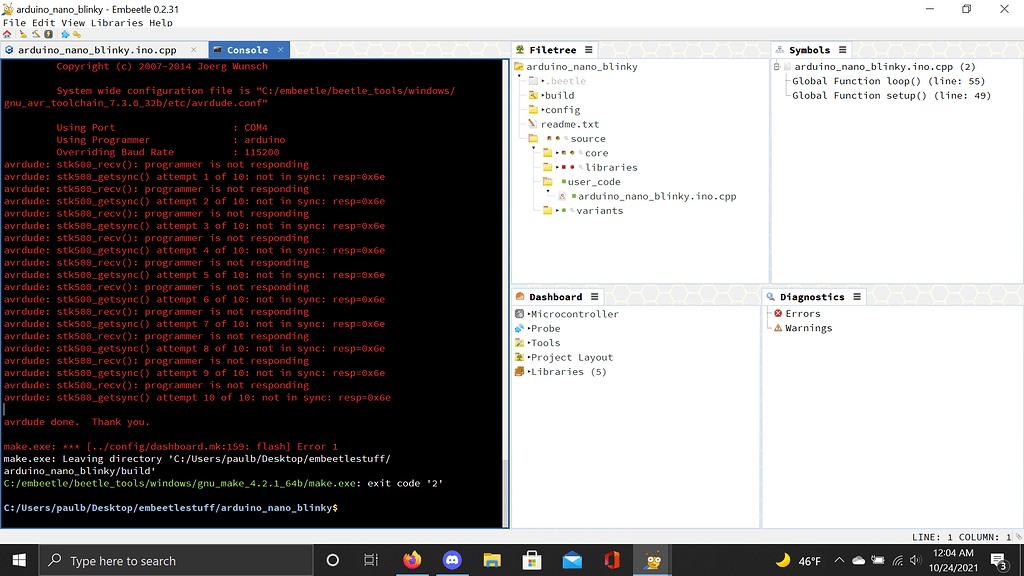 Avrdude Stk500getsync Attempt 10 Of 10 Not In Sync Resp0x6e Site Feedback Embeetle